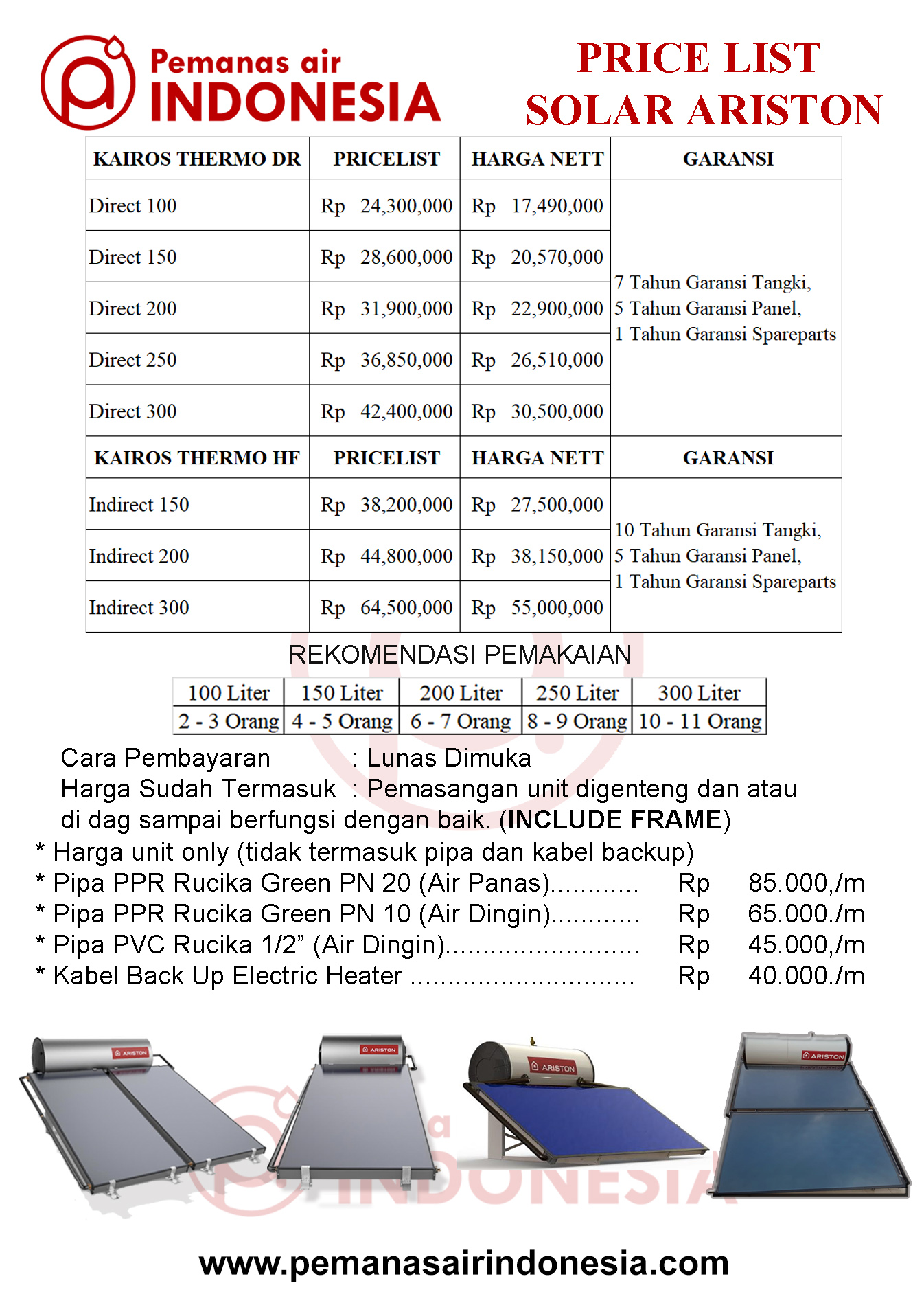 Harga Ariston Solar Water Heater dan Keunggulannya - Pemanas Air Indonesia